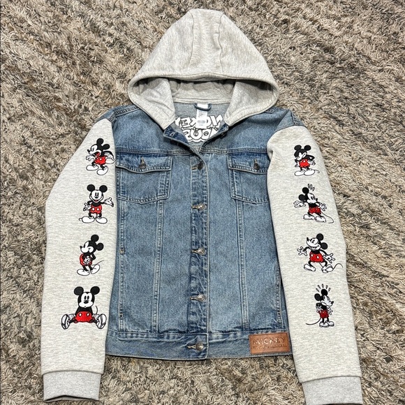 Disney | Jackets & Coats | Disney Denim Jacket With Gray Sleeves And ...